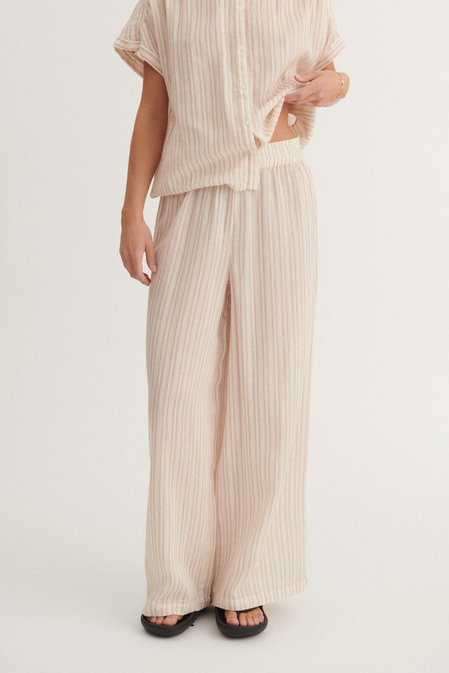 Calli Loose Pants - Smokey gray / whisper White / cedar wood